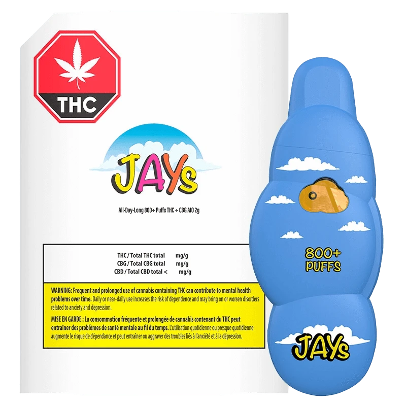 JAYS 800 Puffs THC/CBG Sativa Disposable Vape: Lowest Price | Canna ...