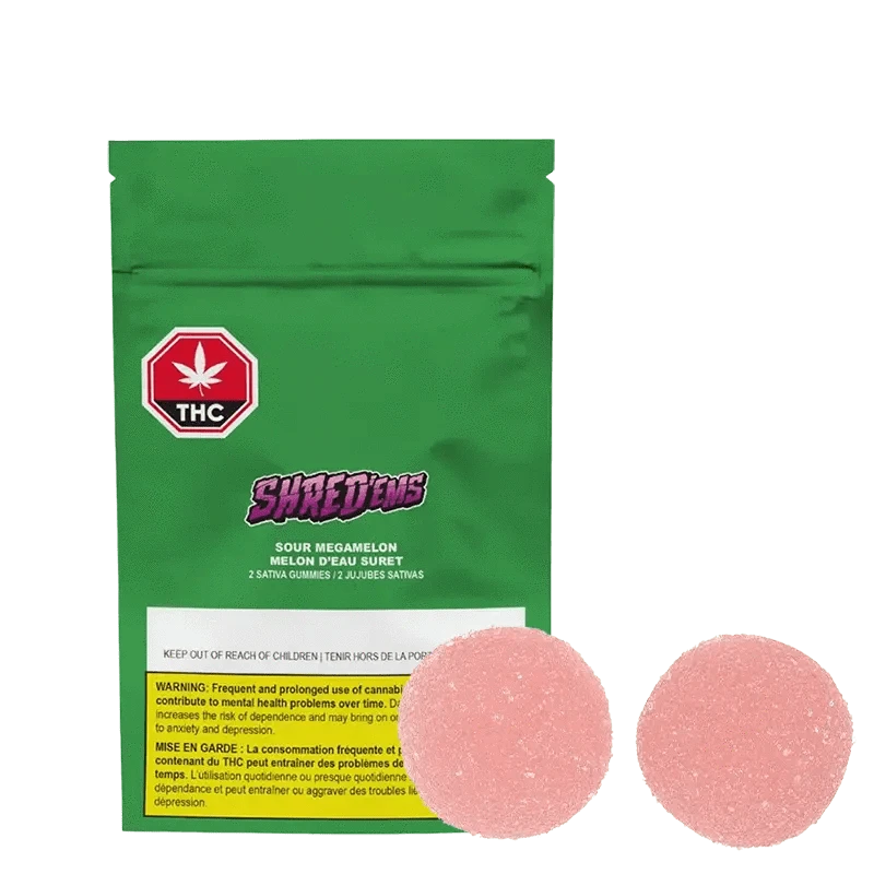Shred'ems Sour Megamelon Gummies Vegan Sativa Edibles: Lowest Price ...